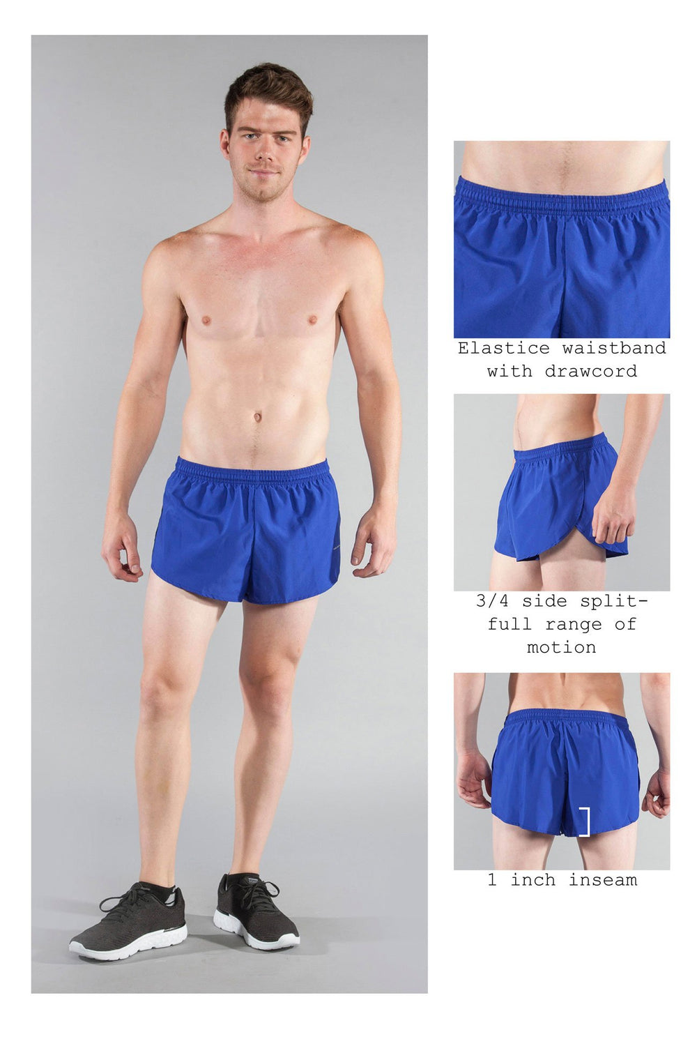 Men's Solid 1" Elite Split Shorts - Royal Blue